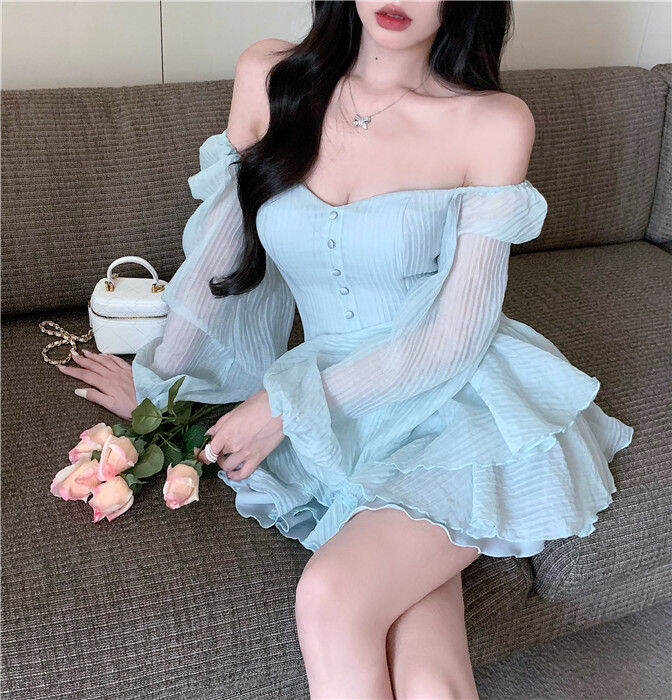 【xyms Mall】 Xs L Spring Fashion Women Chic Chiffon Puff Sleeve High