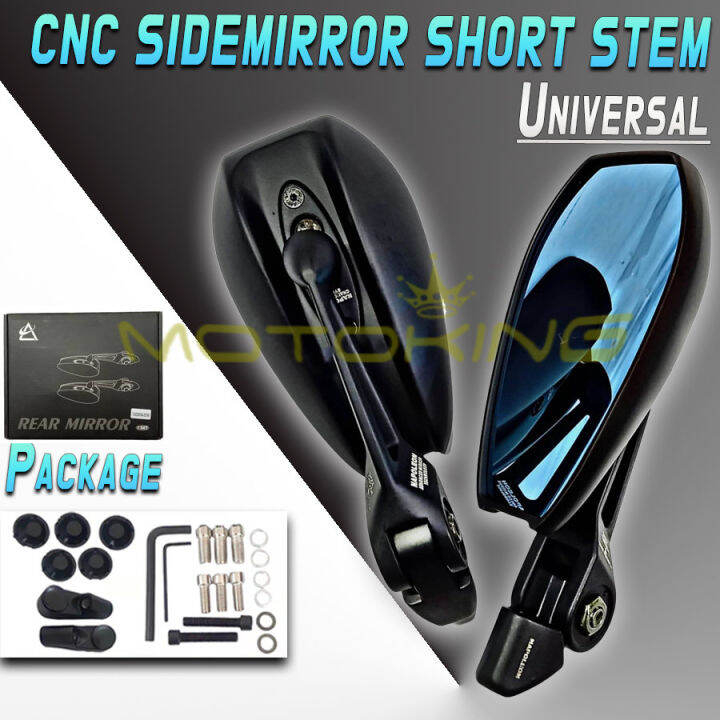 M King⭐full Cnc Universal Short Stem Rearview Ray Save Side Mirror With