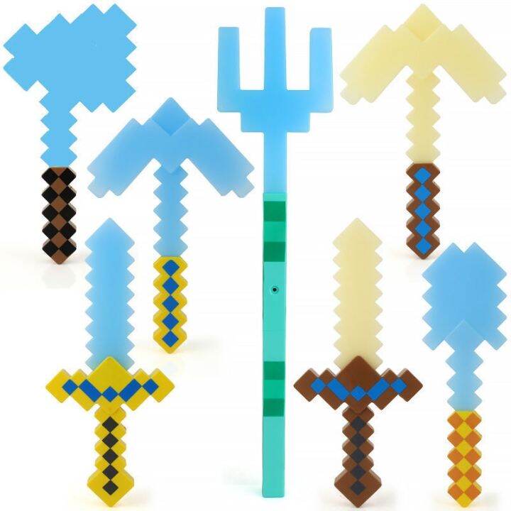 Minecraft Toy Sound and Light Luminous Plastic Weapon Diamond Sword Ax ...