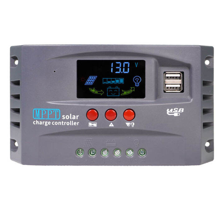 MPPT Dual USB Solar Charge Controller 20A 30A LCD Display Auto 12V 24V ...