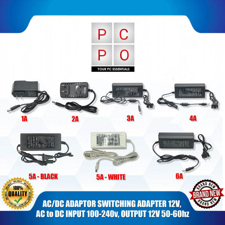 AC/DC ADAPTOR SWITCHING ADAPTER 12V, AC to DC INPUT 100-240v, OUTPUT ...