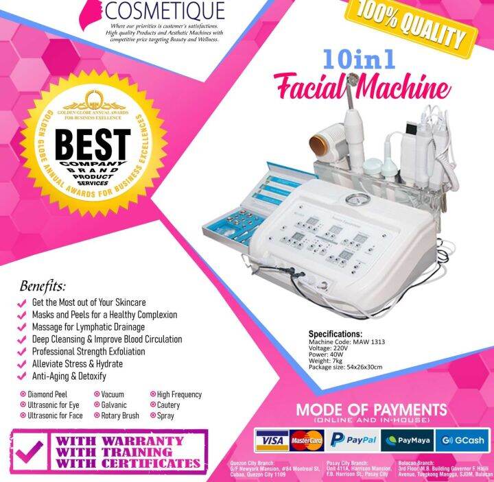 10 in 1 Facial Machine Diamond Peel Cautery Complete Set of facial ...
