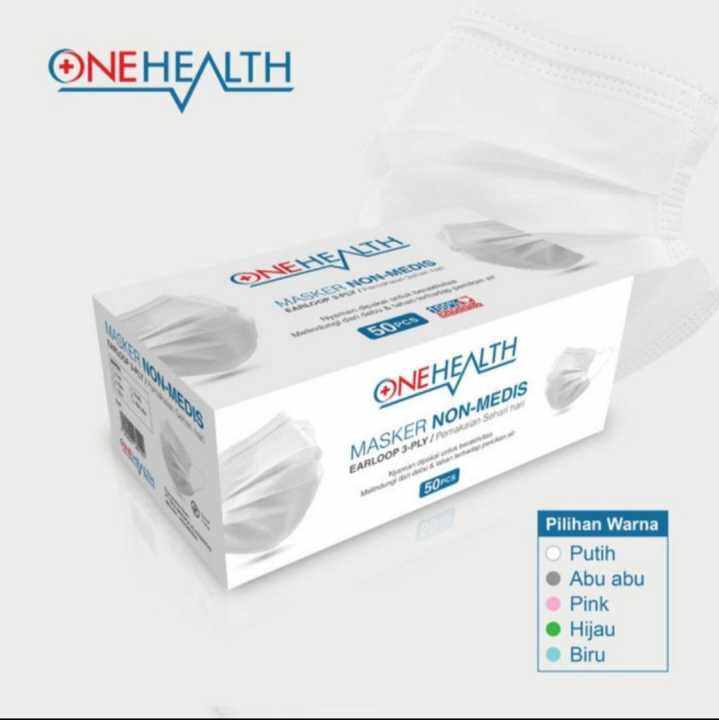 Masker Onehealth 3 Ply non medis/Masker non medis isi 50 pcs, masker ...