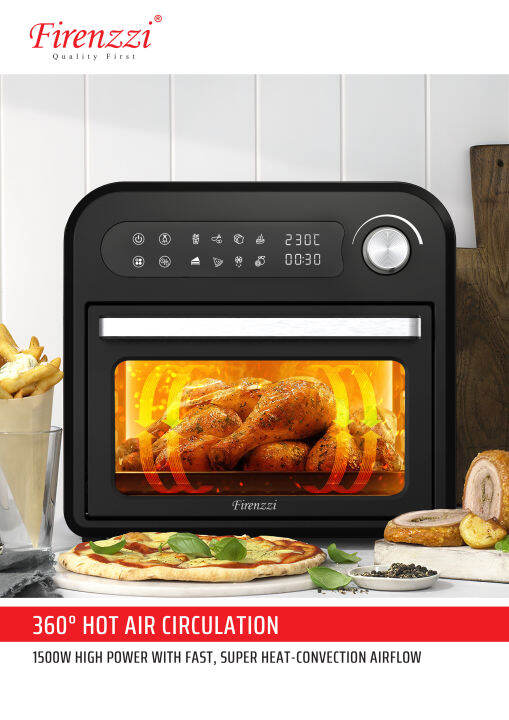 Firenzzi FAD-3120 Turbo Air Fryer Oven 10L Stainless Steel Black | Lazada