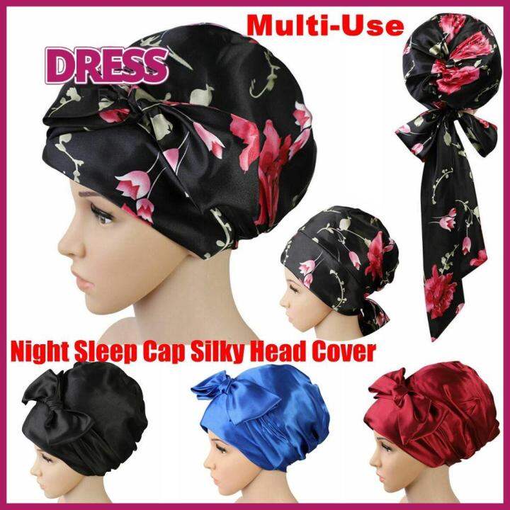 【COD/คลังสินค้าพร้อม】Night Sleep Cap Silky Head Cover ผู้หญิงสาวผมร่วง ...