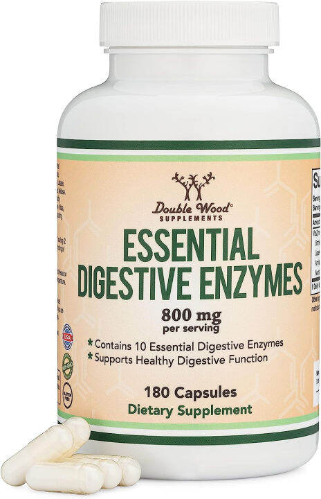 Double Wood Supplements Digestive Enzymes - 800mg Blend of All 10 Most ...