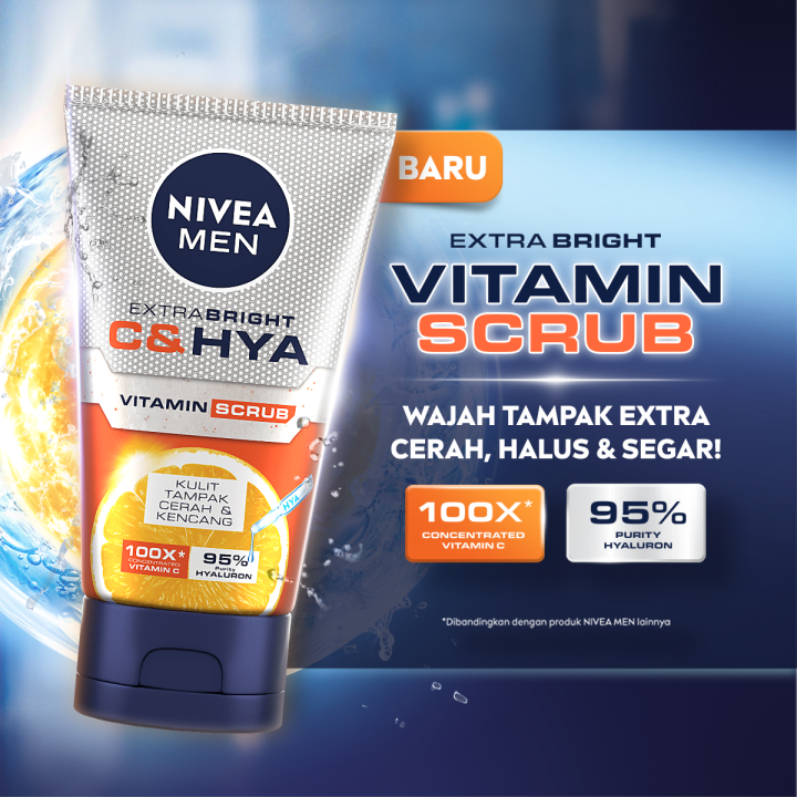 NIVEA MEN Extra Bright C&HYA Vitamin Face Scrub 100ml - Sabun Cuci Muka Pria 100ml | Lazada ...
