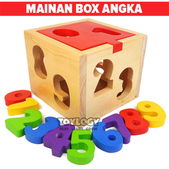 Mainan Edukasi Anak Sorting Box Kotak Kayu Angka Number Puzzle 123 ...