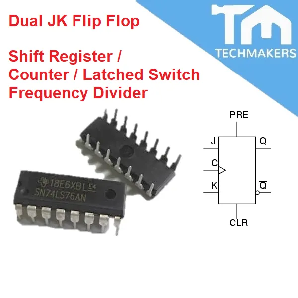 SN74LS76AN Dual JK Flip Flop with Preset and Clear SN74LS76N 74LS76 ...