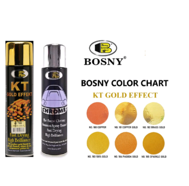 Bosny KT Gold Effect Spray Paint / Chrome Finish Spray Paint Glossy ...