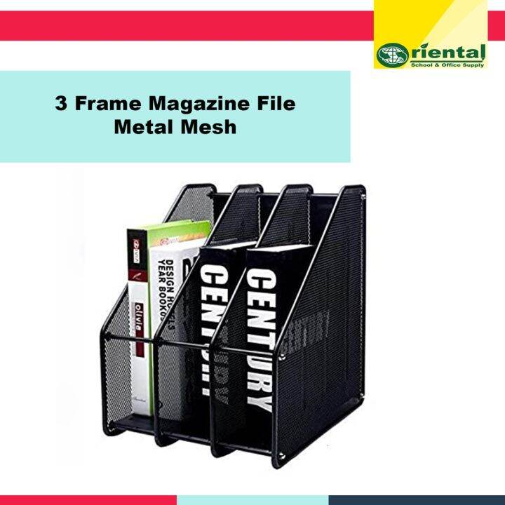 3 Frame Magazine File Metal Mesh with Divider - Desk Table Organizer ...