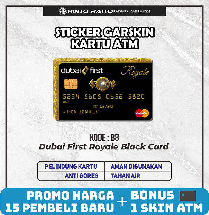 Garskin Stiker Kartu ATM FLazz Emoney Etoll - DUBAI BLACK CARD - CHIP ...