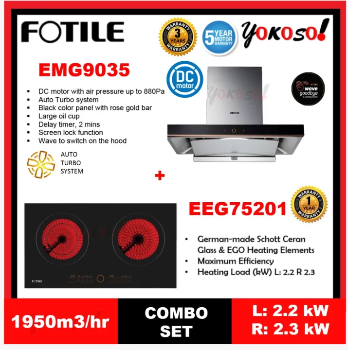 Fotile Hood EMG9035 and Electric Hobs EEG75201 with Conceal Ducting ...