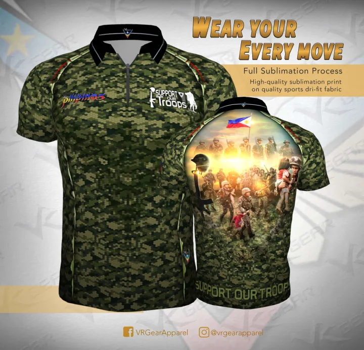 VR Gear Support Our Troops Camouflage Polo Shirt Full Sublimation ...