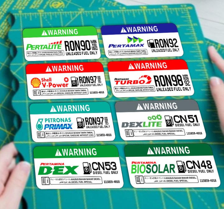 Stiker tangki bahan bakar RON PERTAMAX PERTALITE TURBO PETRONAS SHELL ...