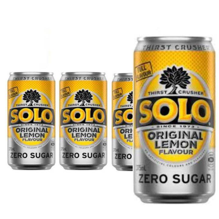 SCHWEPPES Original Lemon Flavor Solo Zero Sugar Soft Drink, 4 x375ml ...