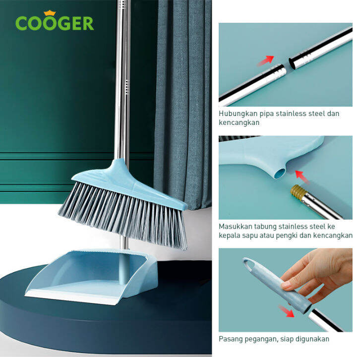 Cooger Detachable Broom Set Set Sapu dan Pengki Dengan Gerigi - Biru ...