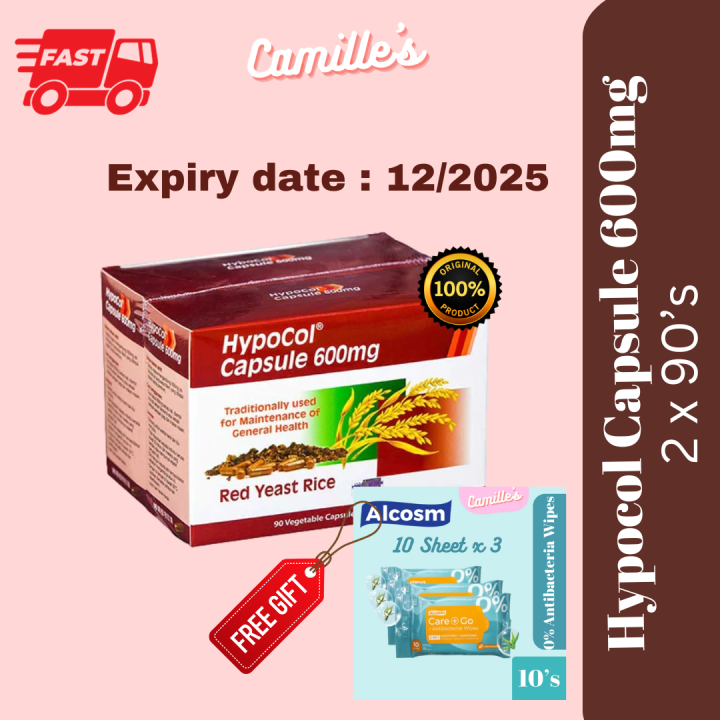 FREE GIFT Hypocol Red Yeast Rice 600mg 90’s x 2 - 100% ORI [SHIPIN24HRS ...