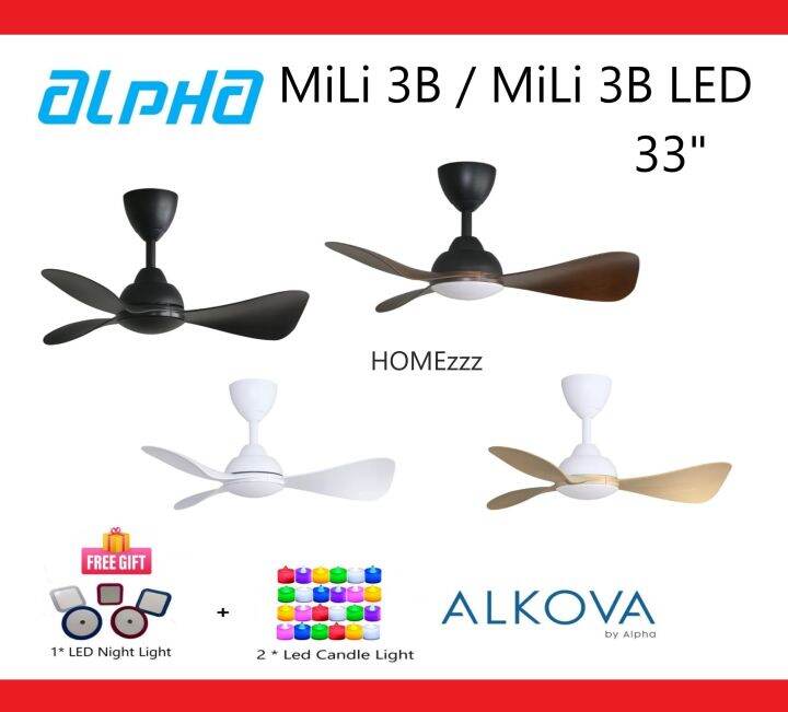 ALPHA Alkova - Mili 3B / Mili 3B Led 33 Inch DC Motor Ceiling Fan with ...