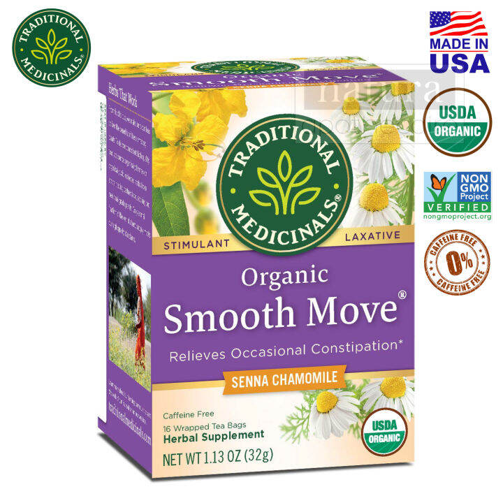 Traditional Medicinals, Organic Smooth Move Tea, Senna Chamomile ...