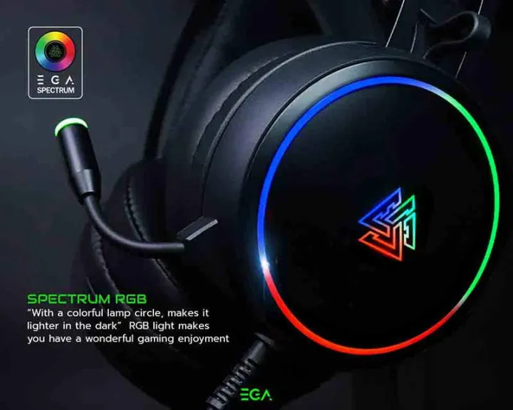 หูฟังเกมส์มิ่ง ไฟ RGB EGA TYPE H8 Gaming Headset 7.1 Virtual Surround ...