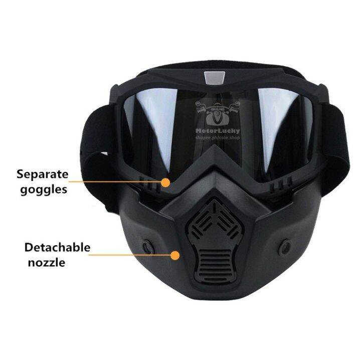 Motorcycle Goggles Removable mask open face half face helmet | Lazada PH