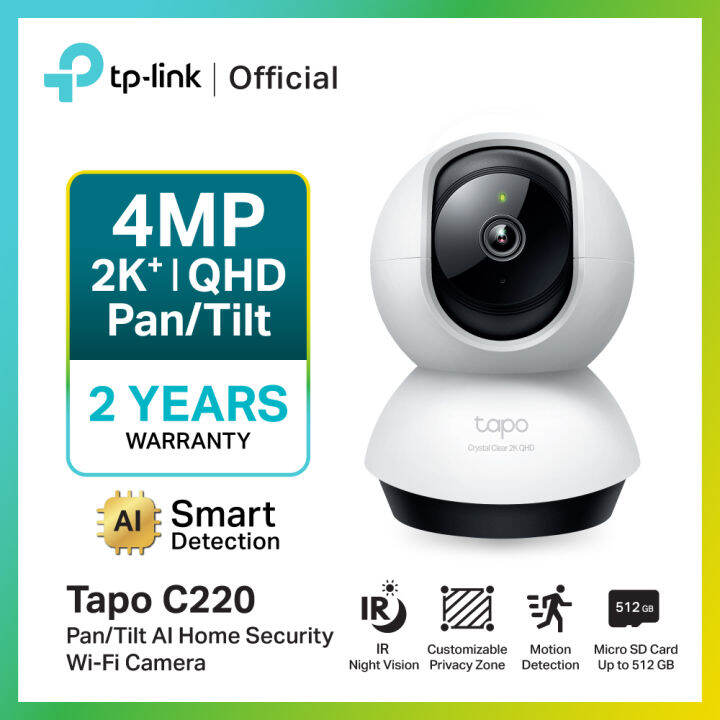 TP-Link Tapo C220 Pan/Tilt AI Home Security Wi-Fi Camera ความละเอียด 4MP QHD 2K 2K+ ครอบคลุม ...