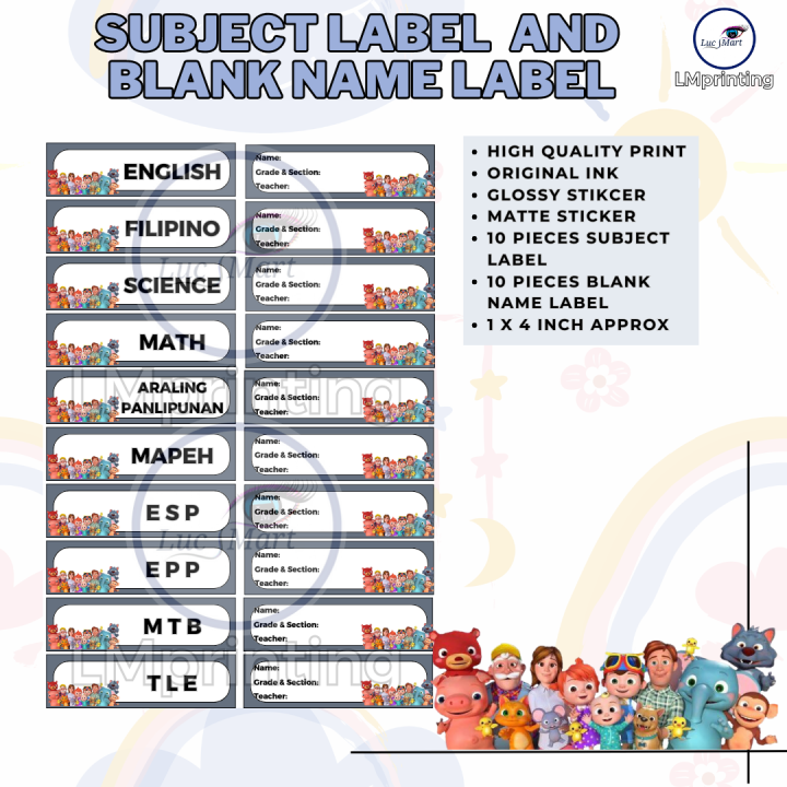 LUCSMART fast shipping - COCOMELON THEMED STICKER LABEL AND NAME LABEL ...