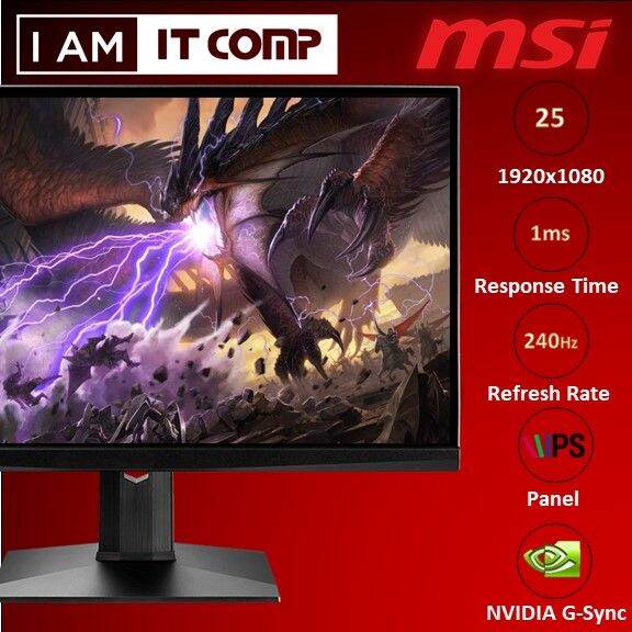 MSI Optix 25In MAG251RX FHD(1920 x 1080) IPS , 1MS , 240Hz , HDR 400 ...