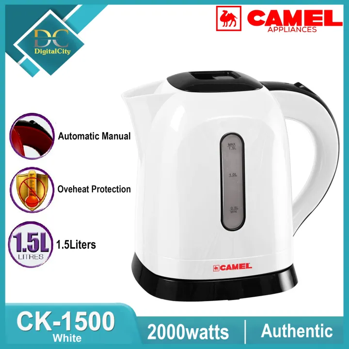 DIGITAL Camel CK-1500 Cordless Electric Kettle with LED Light Indicator and Overheat Protection ...