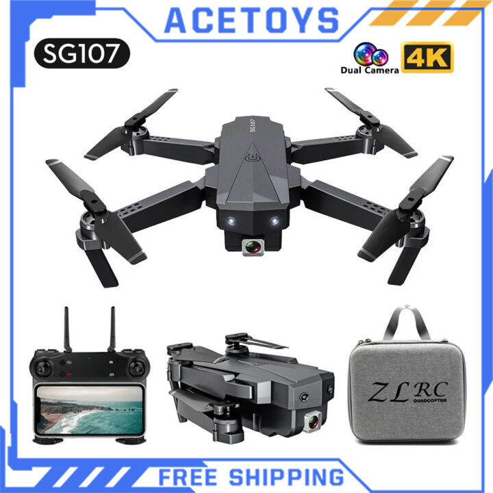 Kmoist โดรนขนาดเล็ก SG107มีกล้องเดี่ยวแบบมี4K WIFI FPV HD มีโหมดบินได้เร็วของเล่นแบบมีสี่ใบพัด ...