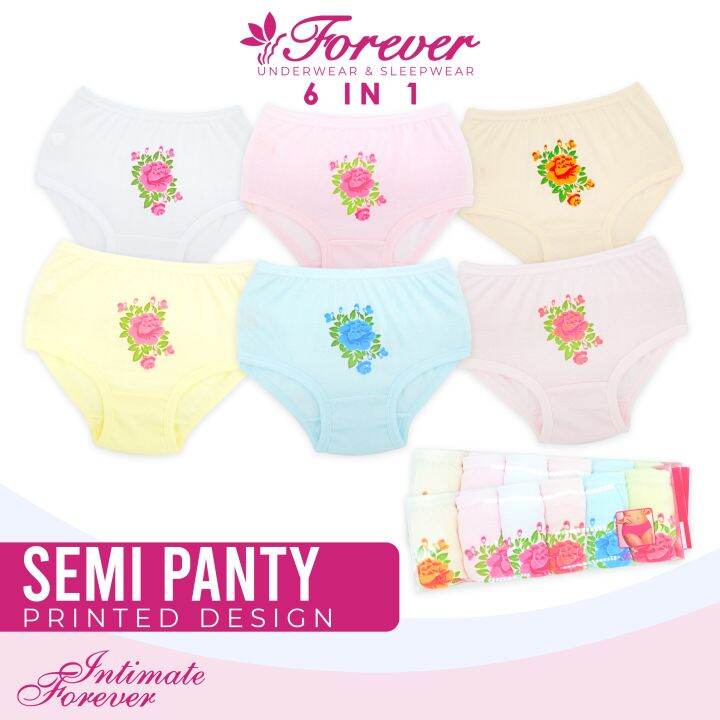 Intimate Forever PPS 6in1 semi panty cotton underwear assorted pastel color in printed design ...