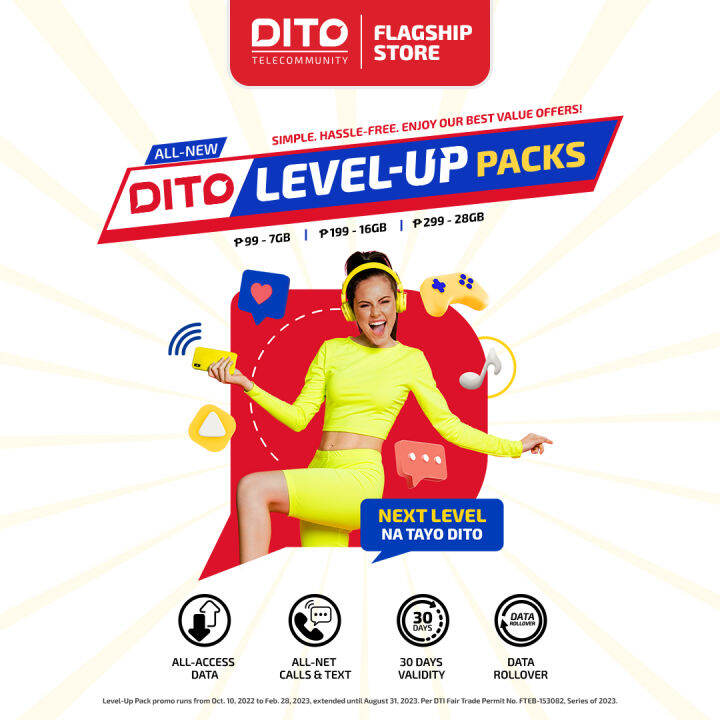 DITO Level-Up SIM Pack 299 with 28GB DATA | Lazada PH