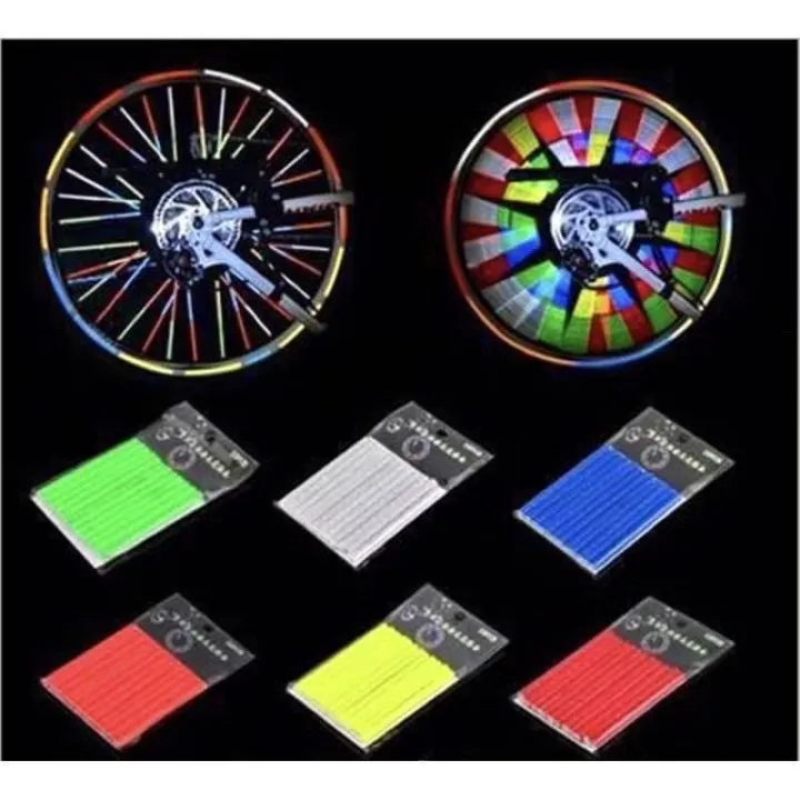 12pca/1set Bicycle Reflective Spoke Sticker Steel Wire Clip Warning ...
