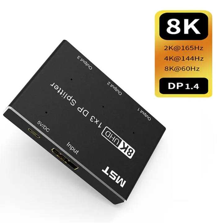 Displayport MST Hub 1.4จอแสดงผลพอร์ต MST Hub Splitter สำหรับ3จอภาพ ...