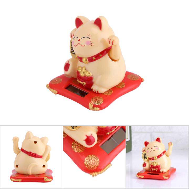 Waving Cat Maneki Neko Lucky Fortune Cat Solar Powered Cute Waving Cat ...