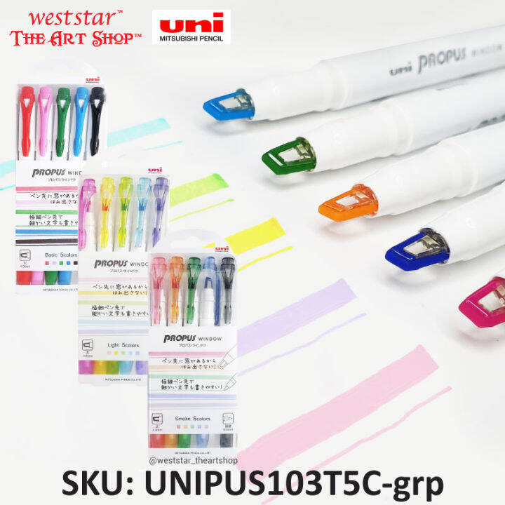 Uni Propus Window Highlighter 5 Colors Set [Weststar The Art Shop] | Lazada