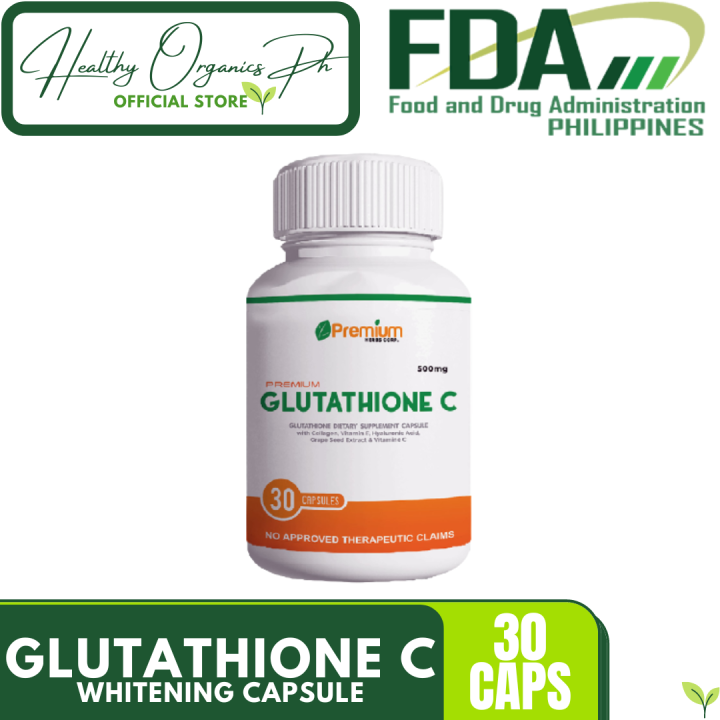 PREMIUM GLUTATHIONE C (30 Capsules) 100% ORIGINAL with Ascorbic Acid Grapeseed Extract Calcium ...