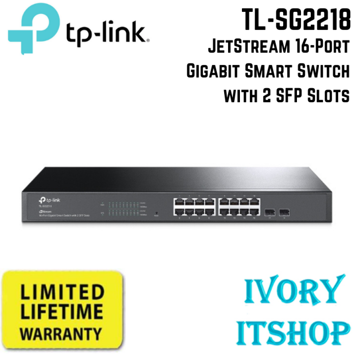 TP Link TL-SG2218 JetStream 16-Port Gigabit Smart Switch with 2 SFP ...