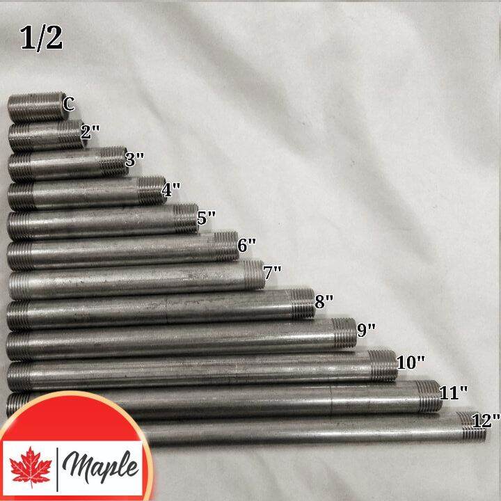 (MAPLE SHOP) Galvanized Fittings (GI) Nipple 1/2x C"~12" Nipple Steel ...