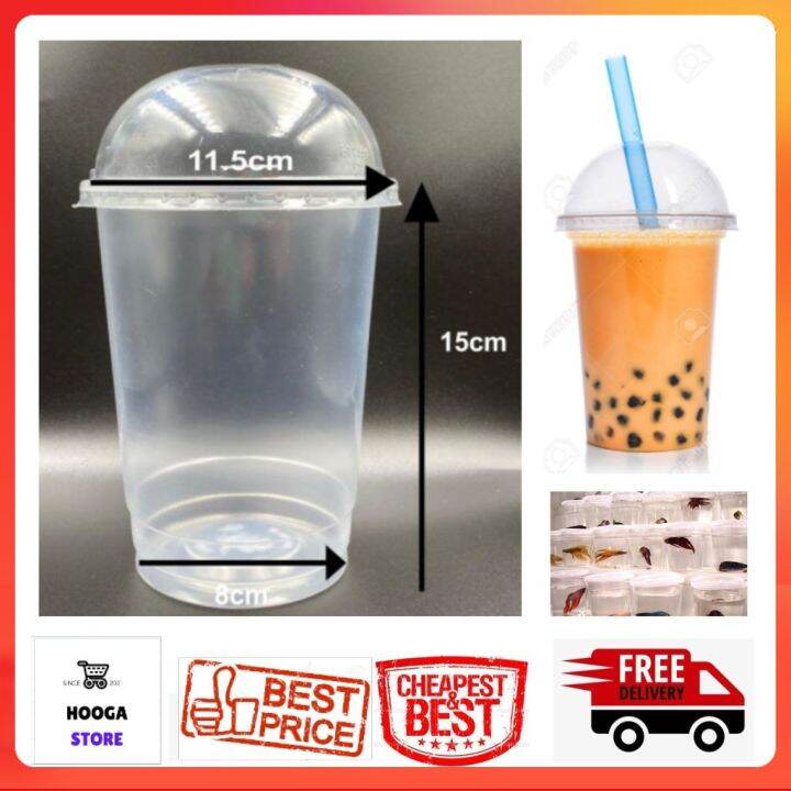 (TERMURAH HARI INI!) 50 PCS - Disposable Plastic Cup 32oz PP with Dome ...