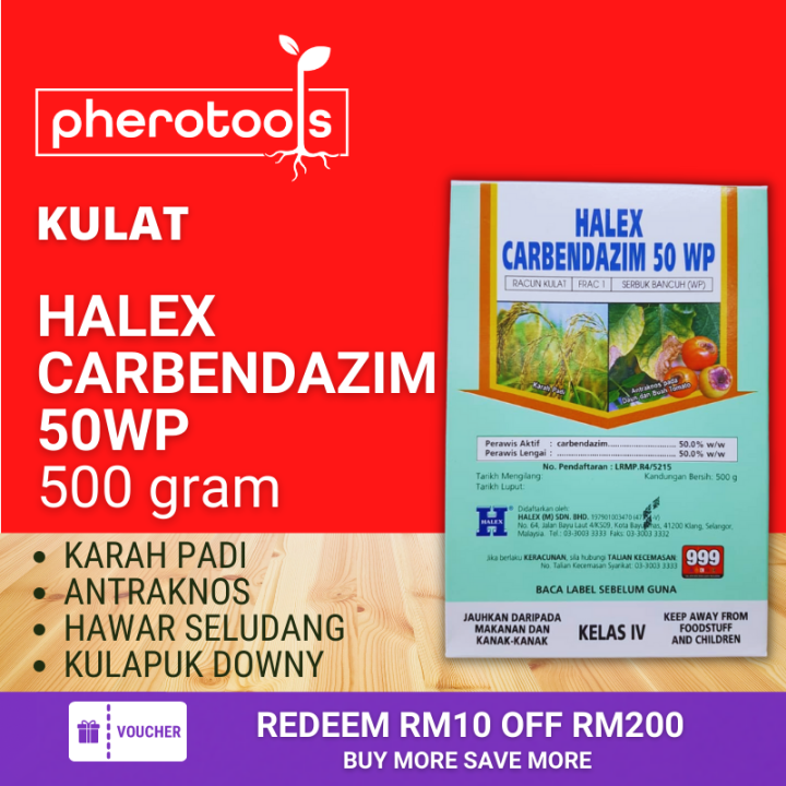 Pherotools Halex CARBENDAZIM 50WP (500g) Racun Kulat Fungicide bagi ...