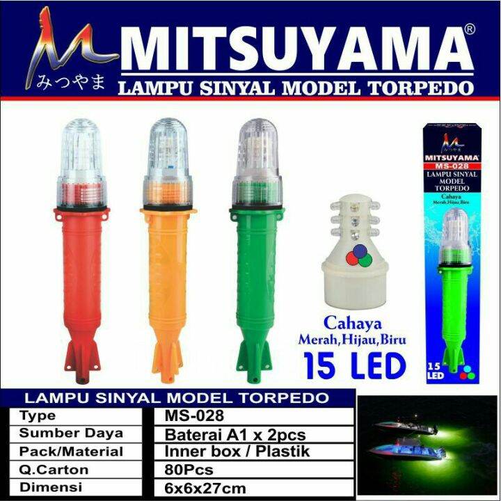 PermataUnik-Lampu Sinyal Model Torpedo Mitsuyama MS-028/ 15 LED / Lampu Nelayan/Lampu Torpedo 3 ...