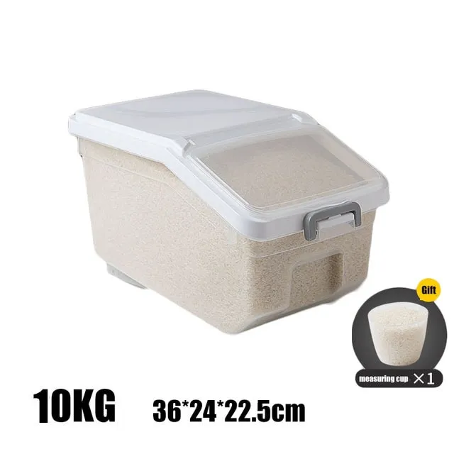 10KG Rice Storage Box Grain Container Rice Dispenser Cereals Bucket ...