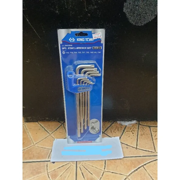 Kingtony 20419pr ประแจตัวแอล ท็อค ยาว มีรู 9ตัวชุด หัวจีบ T10-T50 ...