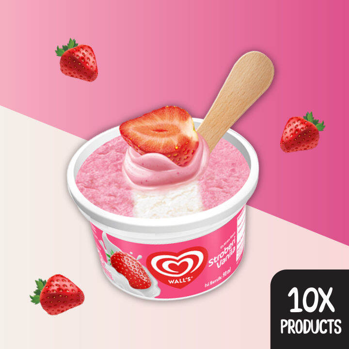 10 Populaire Strawberry Ice Cream 90 ml - Es Krim Wall's | Lazada Indonesia