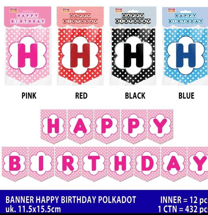 banner hbd model bendera polkadot satu set | Lazada Indonesia