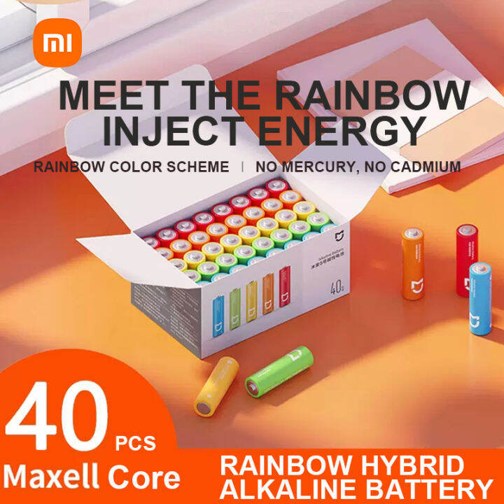 XIAOMI 40Pcs Battery Original Mijia No.5 AA / No.7 AAA Alkaline Battery ...