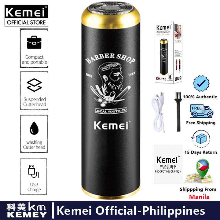 Kemei New Arrval KM-T10 Wet and Dry Use Razor Men Rechargeable Portable Shaving Machine Beard ...