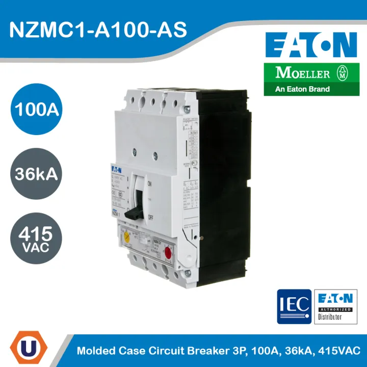 EATON Molded Case Circuit-Breaker (MCCB) 3P, 100A, 36kA ที่ 415VAC รหัส NZMC1-A100-AS สั่งซื้อ ...